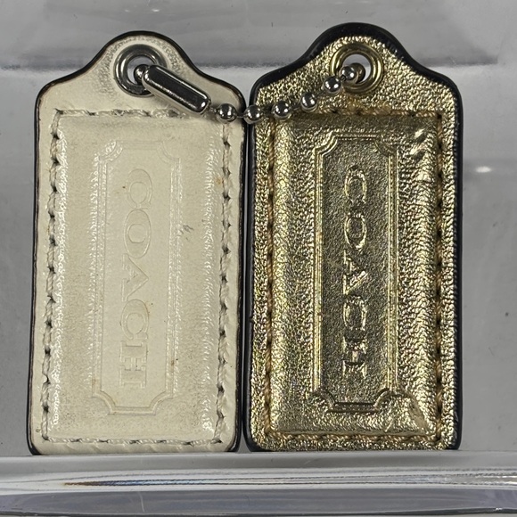 Coach | Accessories | Coach Gold And Cream Keychain Tags Two 2 Inch ...